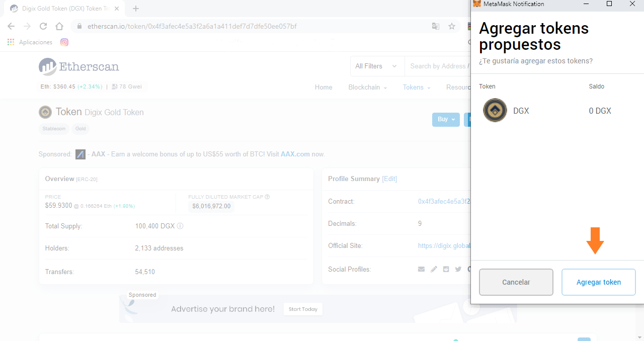 Cómo agregar tokens ERC20 en MetaMask