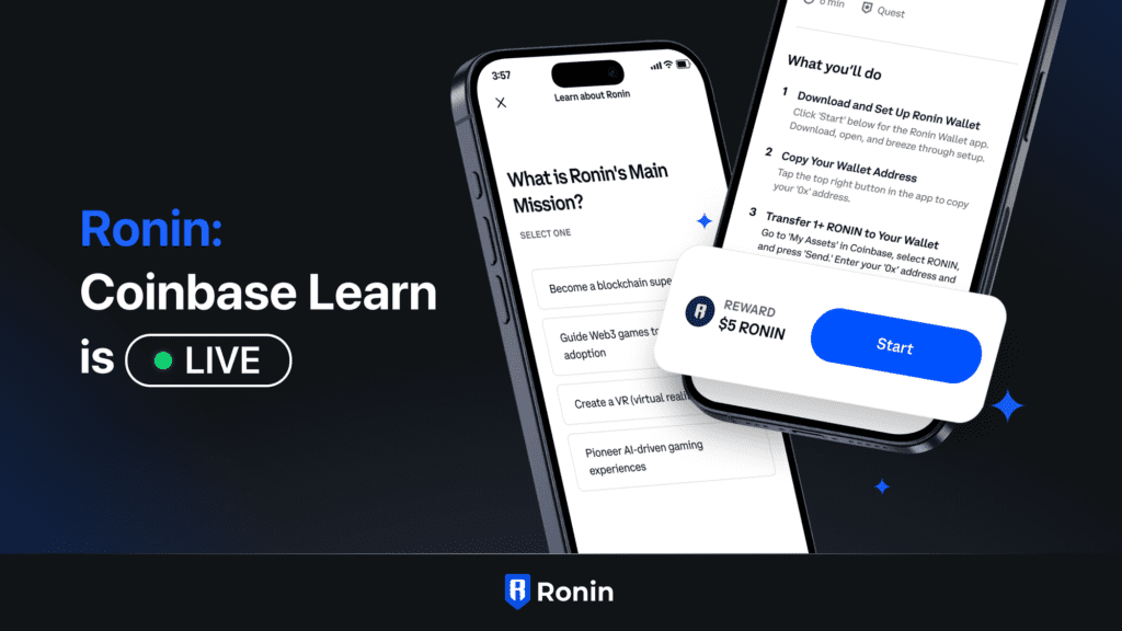 Ronin llega a Coinbase Learn con recompensas RON